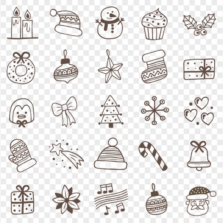 Christmas Hand Drawn Icons Collection FREE PNG | Citypng