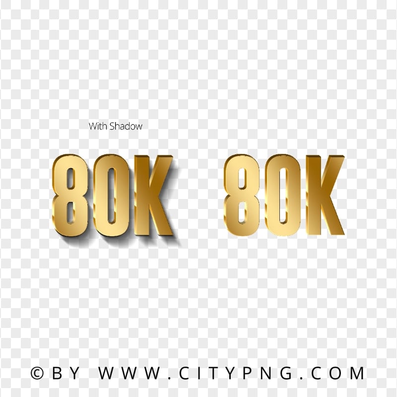 80K Gold Number Text PNG Image | Citypng