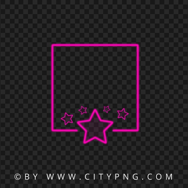 Download HD Pink Neon Frame With Stars PNG | Citypng