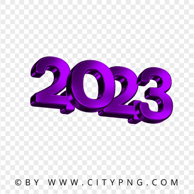 Download HD Purple 2023 3D Text Logo New Year PNG | Citypng