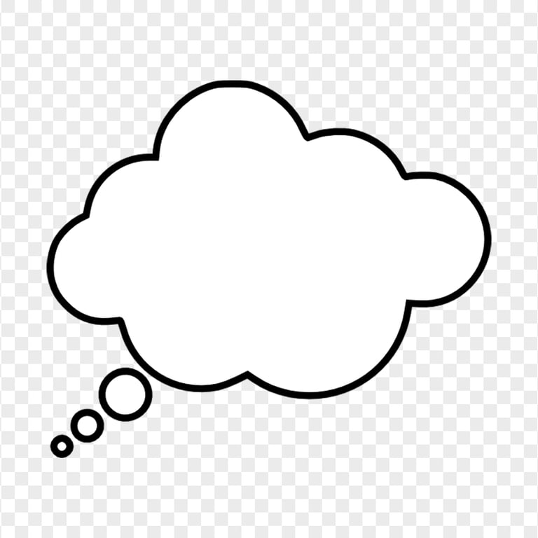 HD Black & White Thinking Speech Bubble Cloud PNG | Citypng