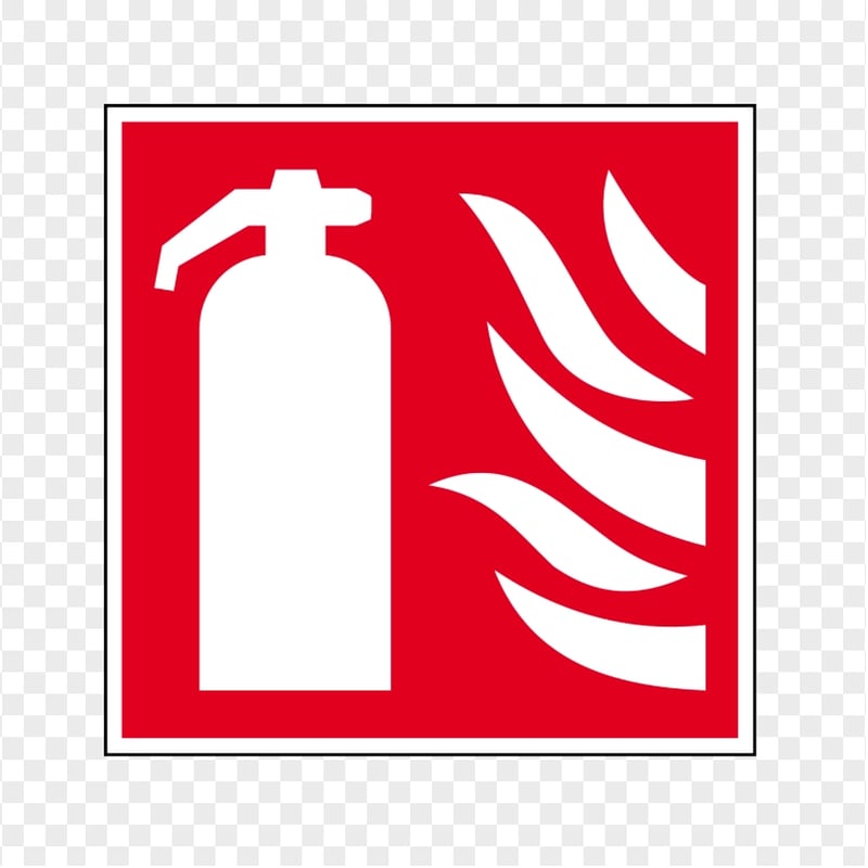 HD Red Square Fire Extinguisher Sign Transparent PNG | Citypng