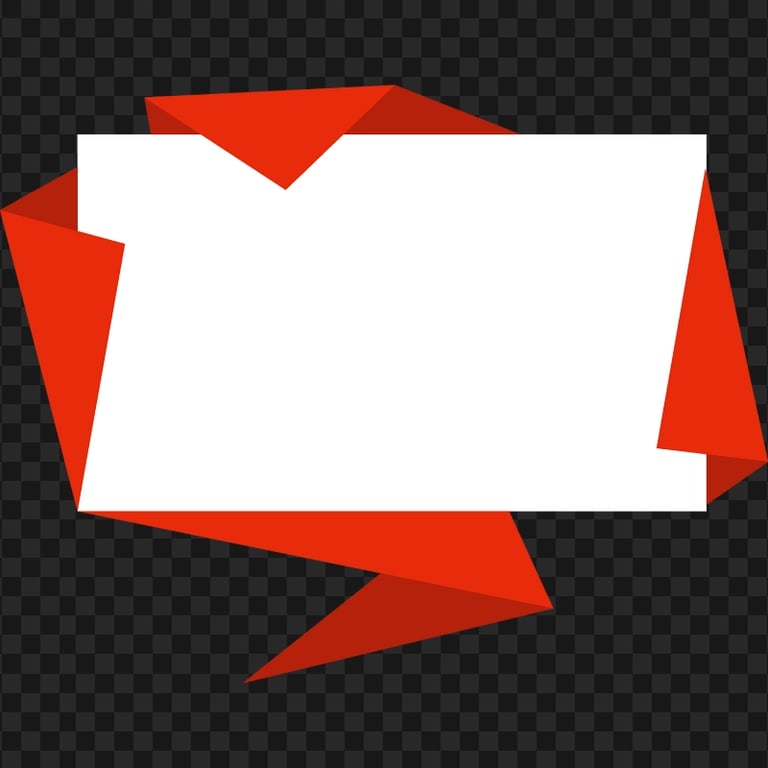 Red & White Origami Text Box HD PNG | Citypng