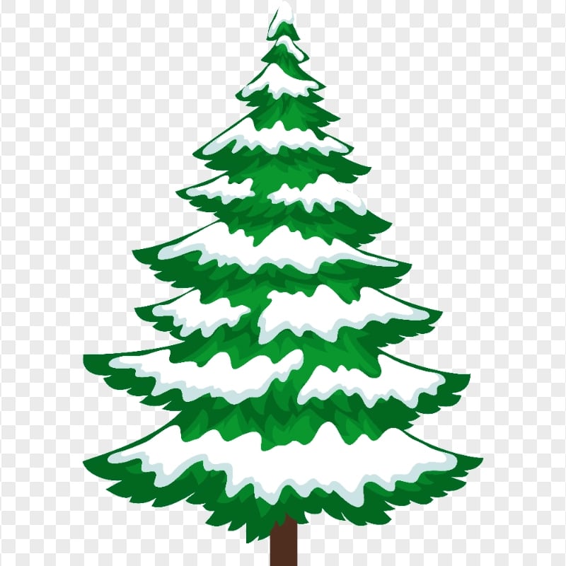 Cartoon Illustration Christmas Snowy Tree FREE PNG | Citypng