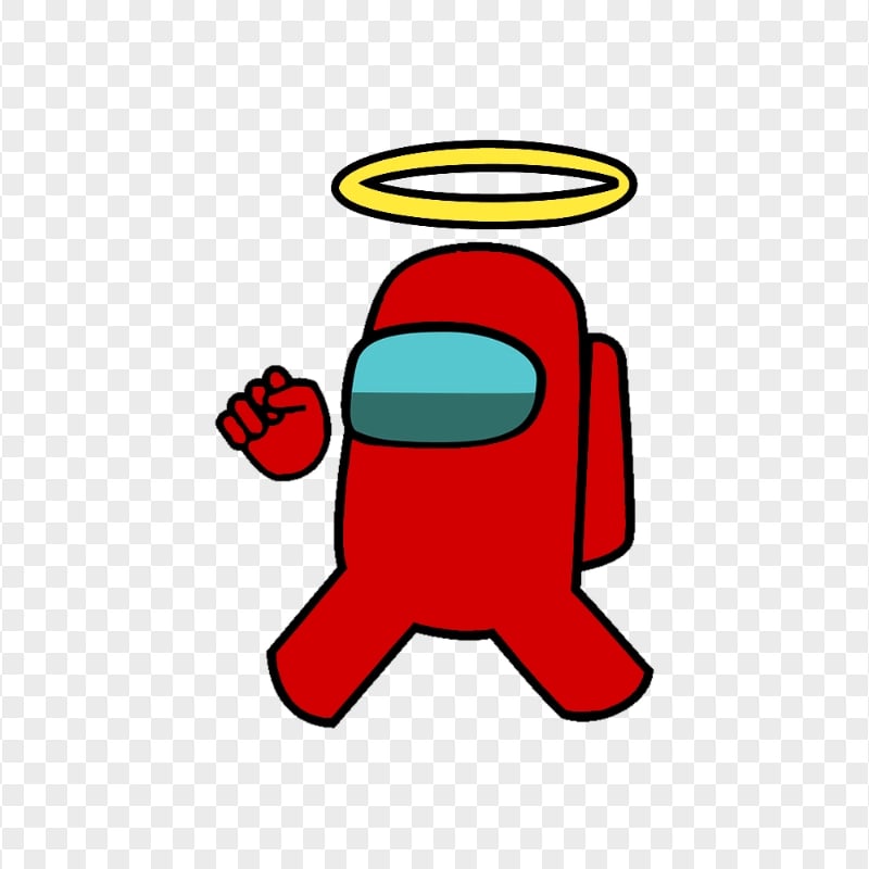 HD Red Among Us Crewmate Character With Angel Halo Hat PNG | Citypng