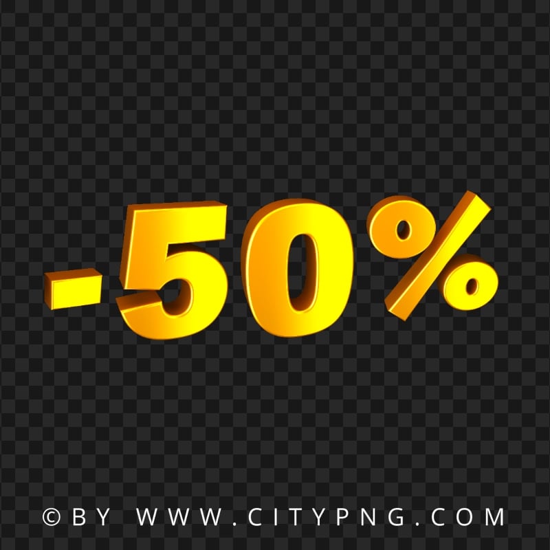 -50% Fifty Percent Discount Yellow Gradient Logo PNG | Citypng
