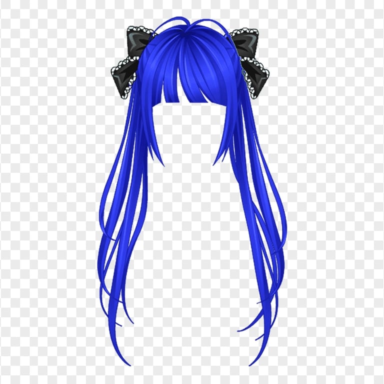 HD Blue Long Anime Girl Hair PNG | Citypng