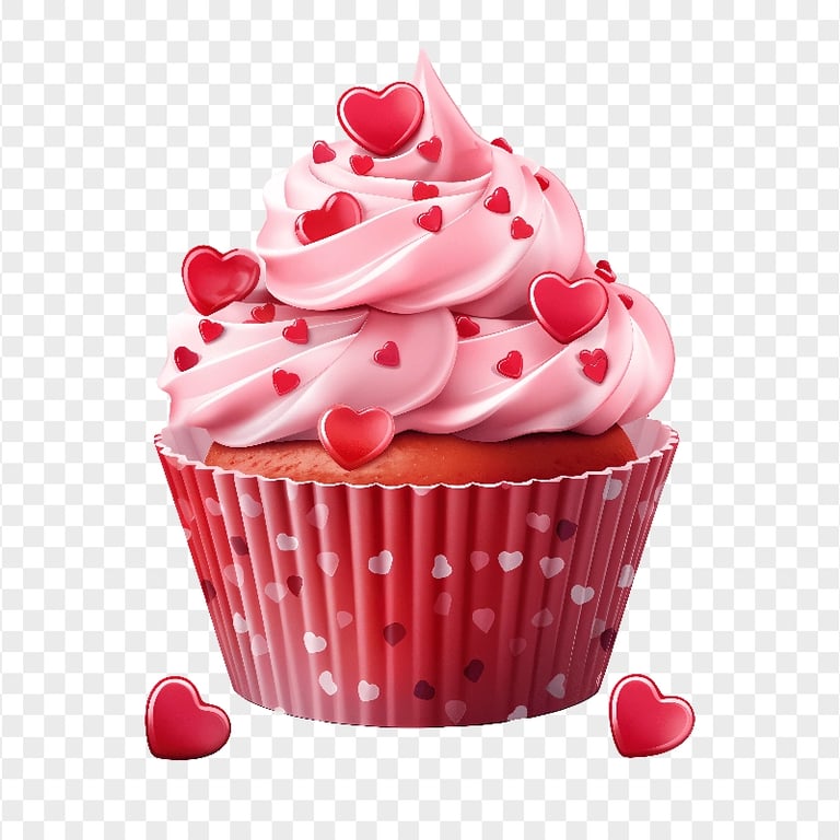 Valentine Cupcake With Love Hearts Illustration Vector | Citypng