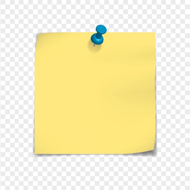 Paper Yellow Sticky Note With Blue Pin PNG Image | Citypng