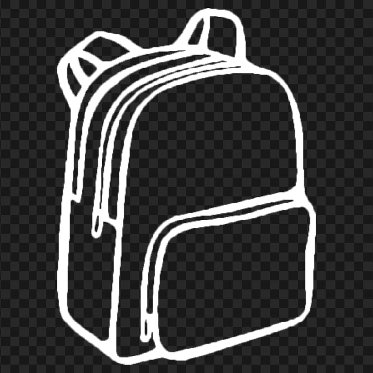 White Outline Backpack Bag PNG Image | Citypng