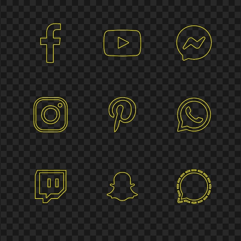 HD Yellow Social Media Outline Logos Icons PNG | Citypng