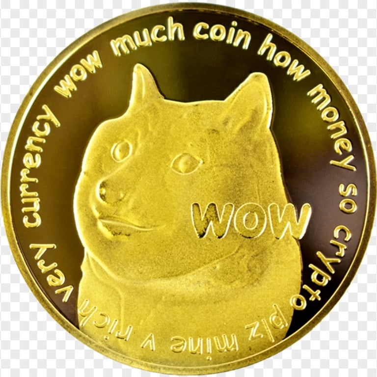 Golden Dogecoin Piece Coin PNG | Citypng