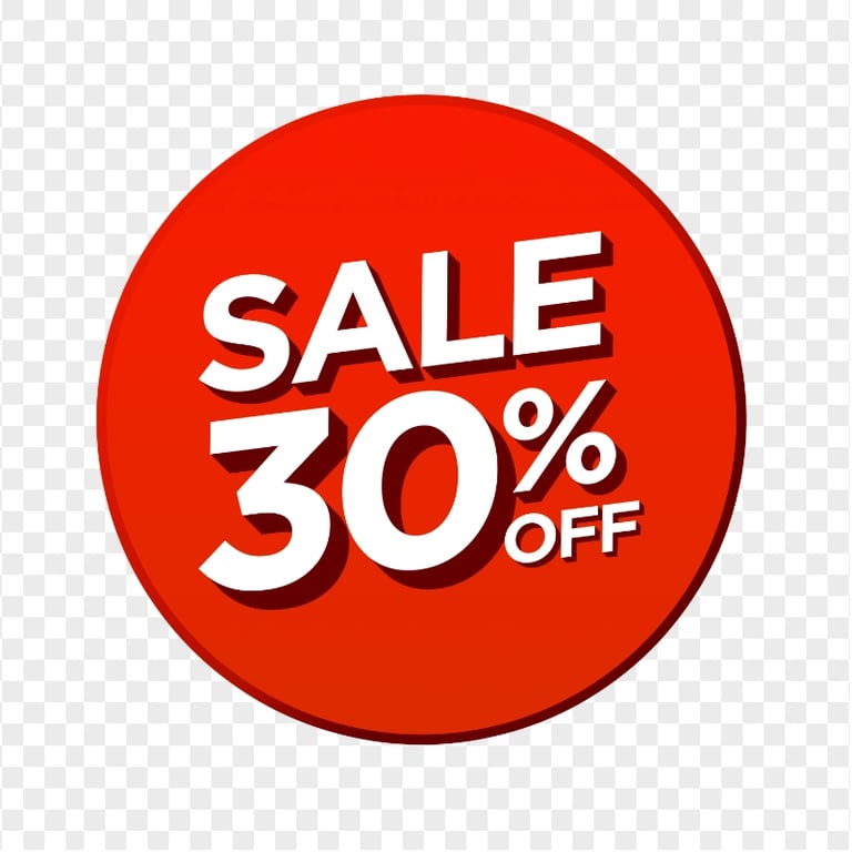 HD Discount 30% Percent Off Sale Red Badge PNG | Citypng