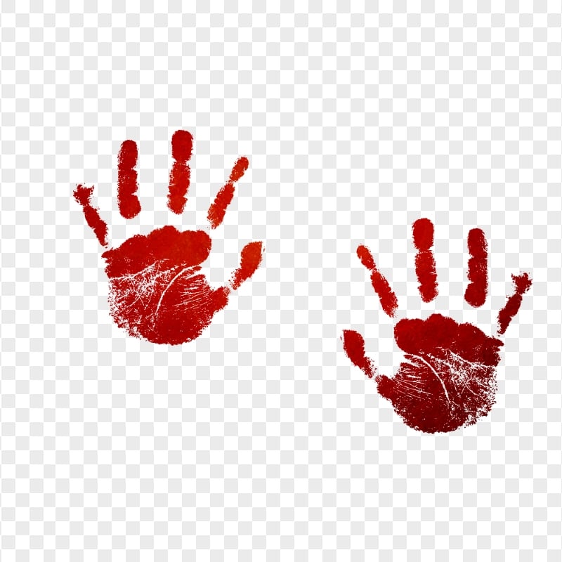 HD Red Color Two Realistic Hand Print PNG | Citypng