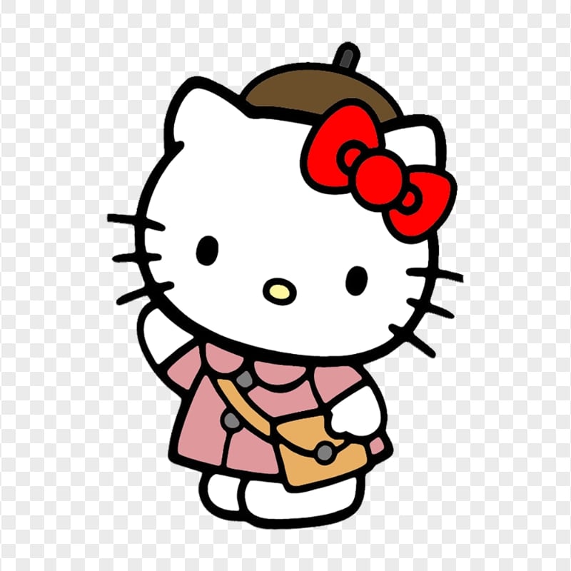 HD Hello Kitty in Uniform Waving Transparent Background | Citypng
