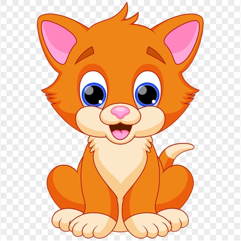 Cartoon Orange Tubby Kitten Stretching HD Transparent PNG | Citypng