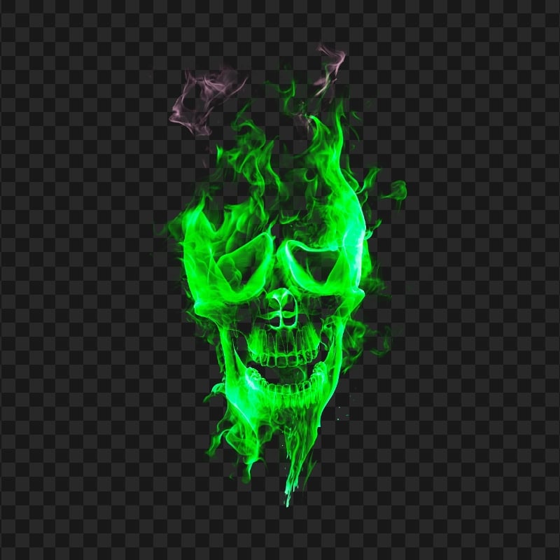 Skull Green Fire FREE PNG | Citypng