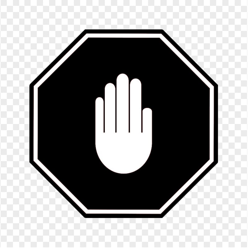HD Black And White Stop Hand Sign Icon Symbol PNG | Citypng