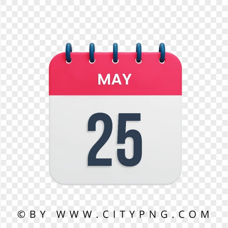 May 25th Date Red & White Icon Calendar HD Transparent PNG | Citypng