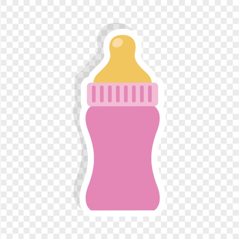 HD Pink Cute Baby Bottle Illustration Sticker PNG | Citypng