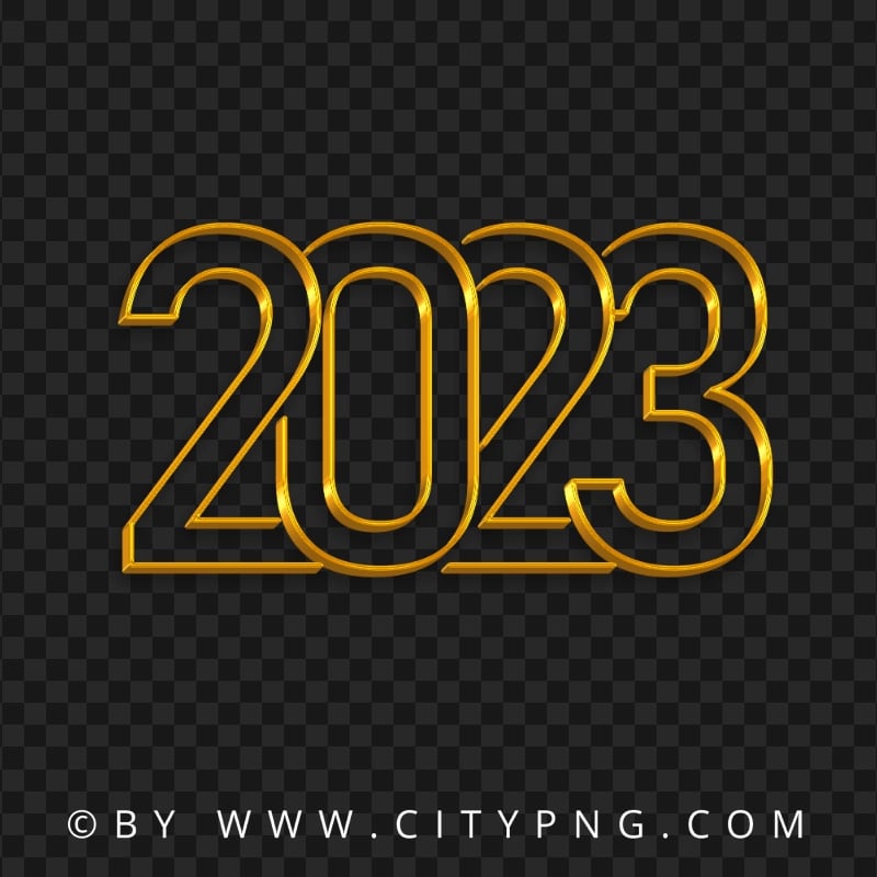 2023 Gold Art Line Text Logo Numbers HD PNG | Citypng