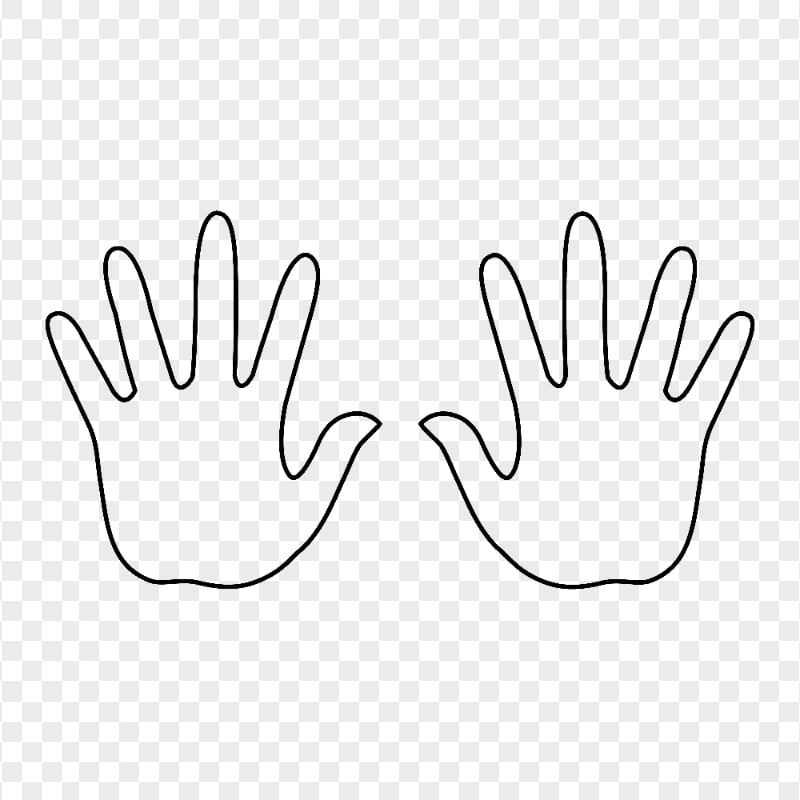 HD Black Outline Two Hands Print Clipart PNG | Citypng