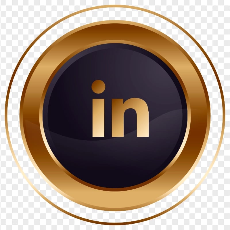 HD Black & Gold Luxury Linkedin IN Round Icon PNG | Citypng
