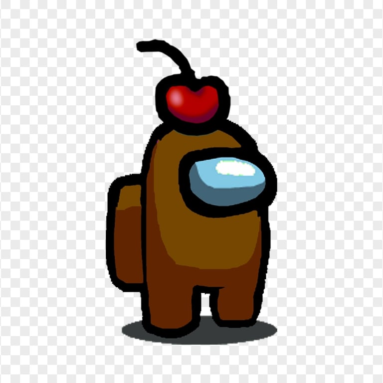 HD Brown Among Us Character With Cherry Hat PNG | Citypng