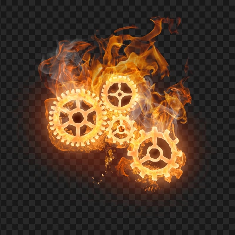 Gears On Fire Illustration Download PNG | Citypng