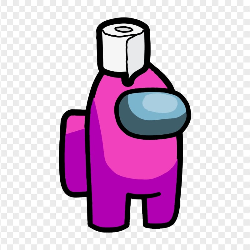 HD Pink Among Us Crewmate Character With Toilet Paper Hat PNG | Citypng