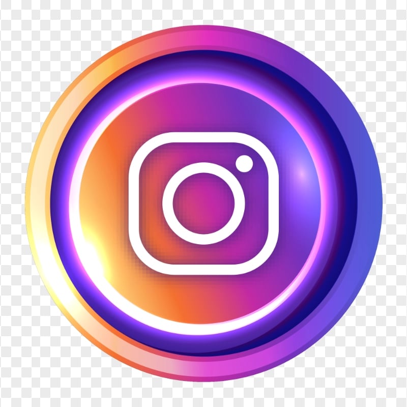 Illuminated Round Instagram Logo Icon Button | Citypng
