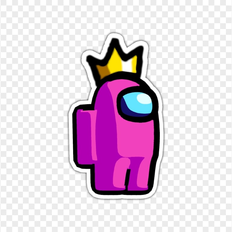 HD Pink Among Us Character Crown Hat Stickers PNG | Citypng