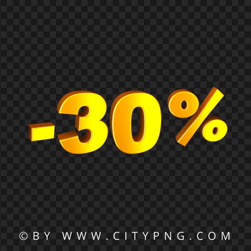 -30% Thirty Percent Discount Yellow Gradient Logo PNG | Citypng