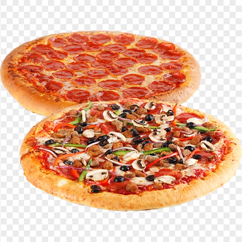 Two Pizzas Pepperoni and Veggies Italian Food Image PNG | Citypng