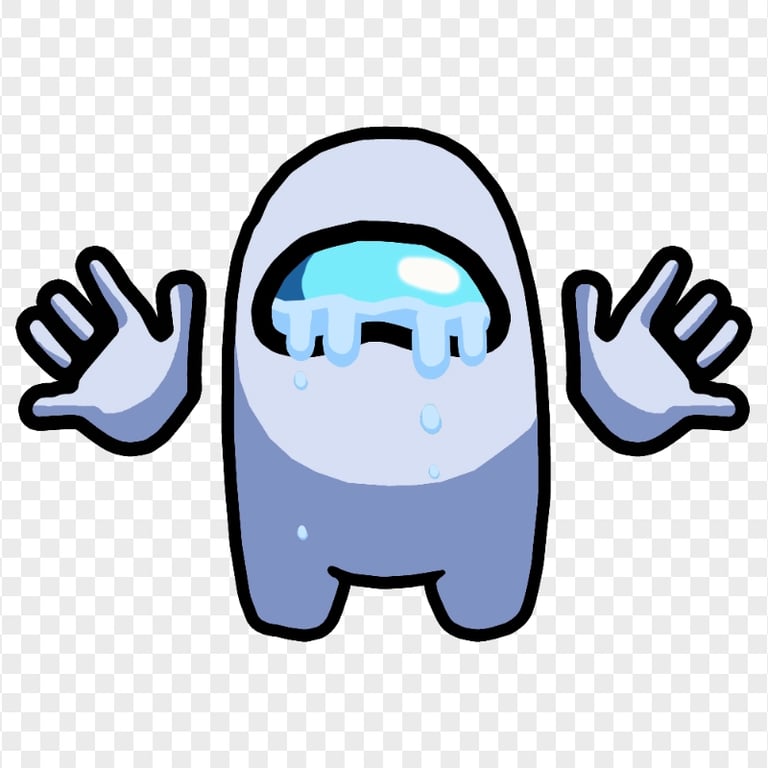 HD White Among Us Crewmate Front View Cry PNG | Citypng