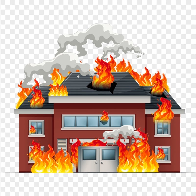 Vector Cartoon Illustration House Fire HD PNG | Citypng