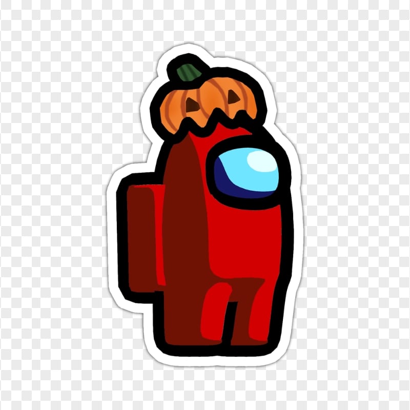 HD Red Among Us Character Pumpkin Hat Stickers PNG | Citypng