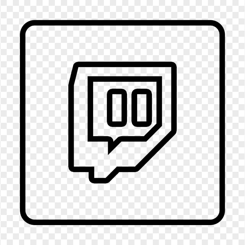 HD Black Square Twitch TV Outline Icon Transparent Background PNG | Citypng
