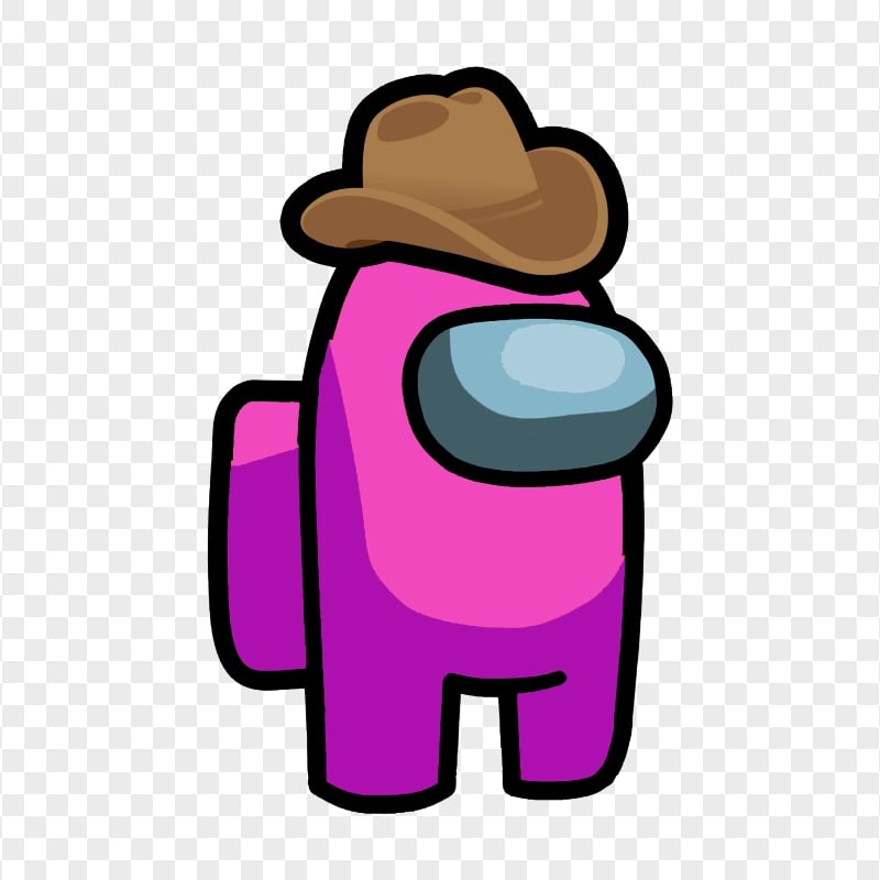 HD Pink Among Us Crewmate Character With Cowboy Hat On Head PNG | Citypng