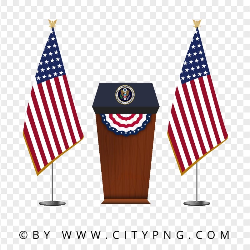 American President Podium With Flags Presidents Day PNG | Citypng