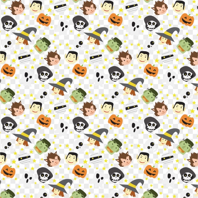 PNG Halloween Cartoon Characters Pattern | Citypng
