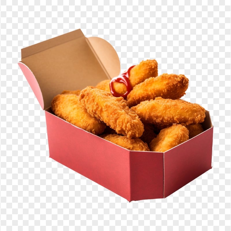 Crispy Chicken Tenders with Ketchup On a Box HD PNG | Citypng