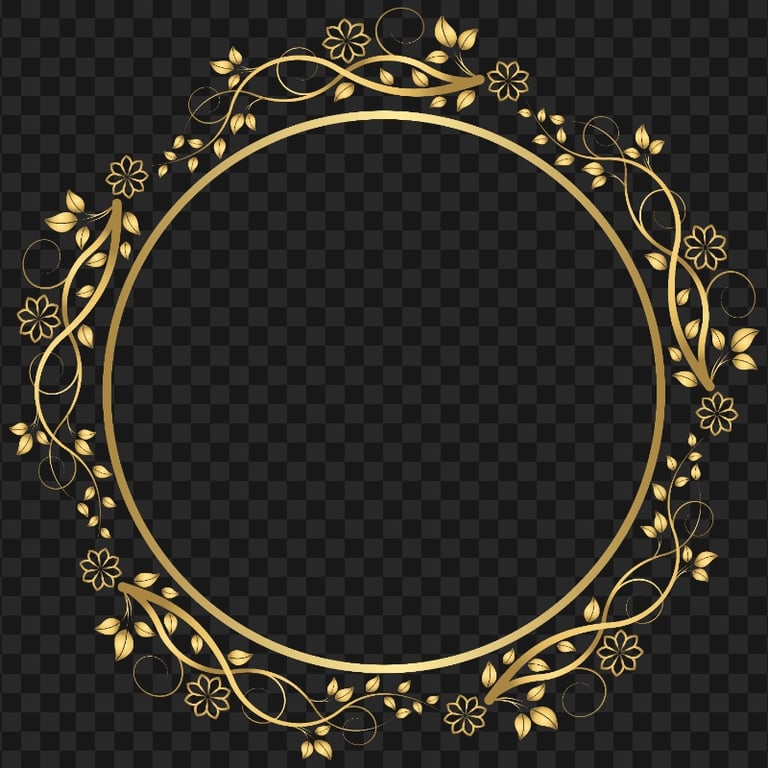 HD Realistic Round Floral Gold Frame PNG | Citypng