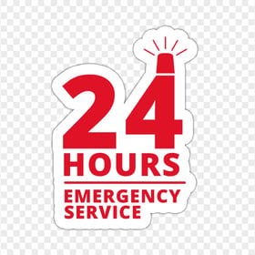 24 Hours Emergency Service Red Logo Icon Sign PNG | Citypng
