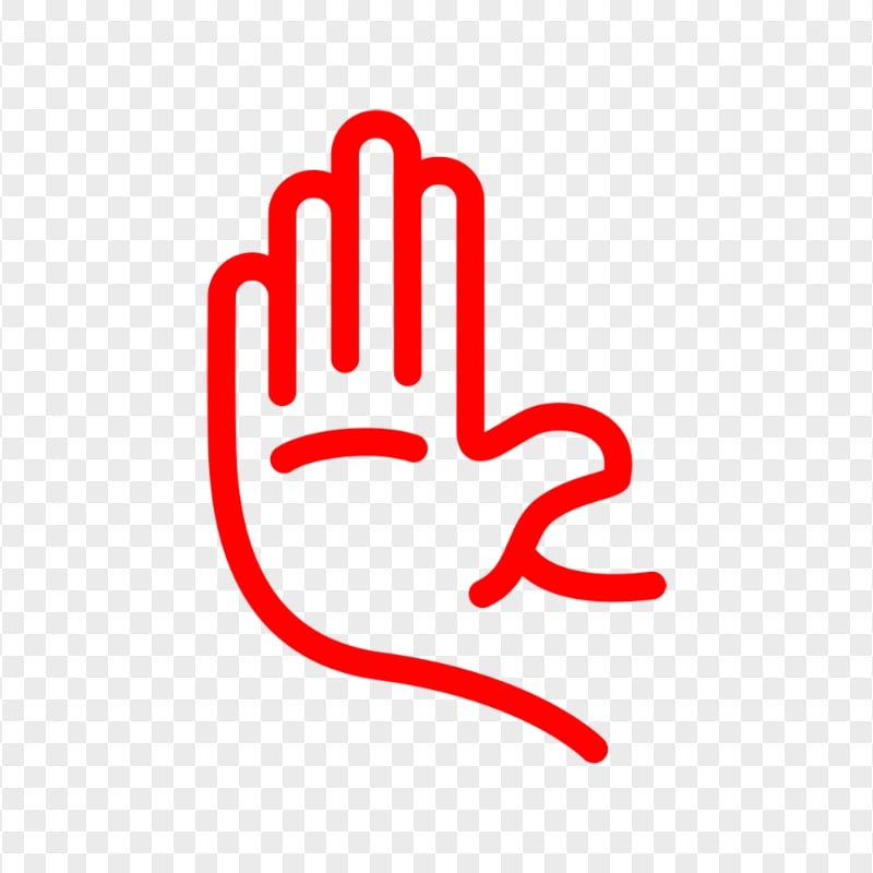 HD Red Stop Hand Outline Silhouette Icon Symbol PNG | Citypng