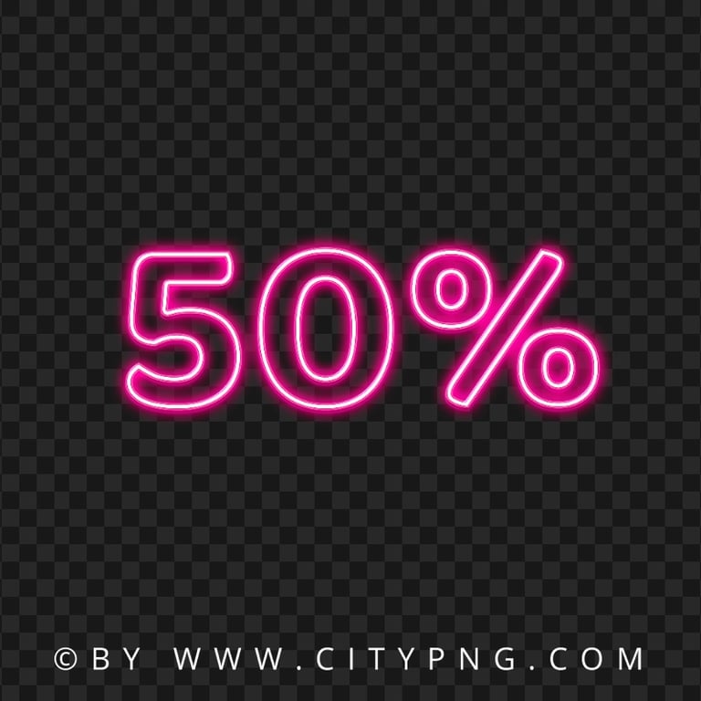 HD Pink 50% Percent Glowing Neon Transparent PNG | Citypng