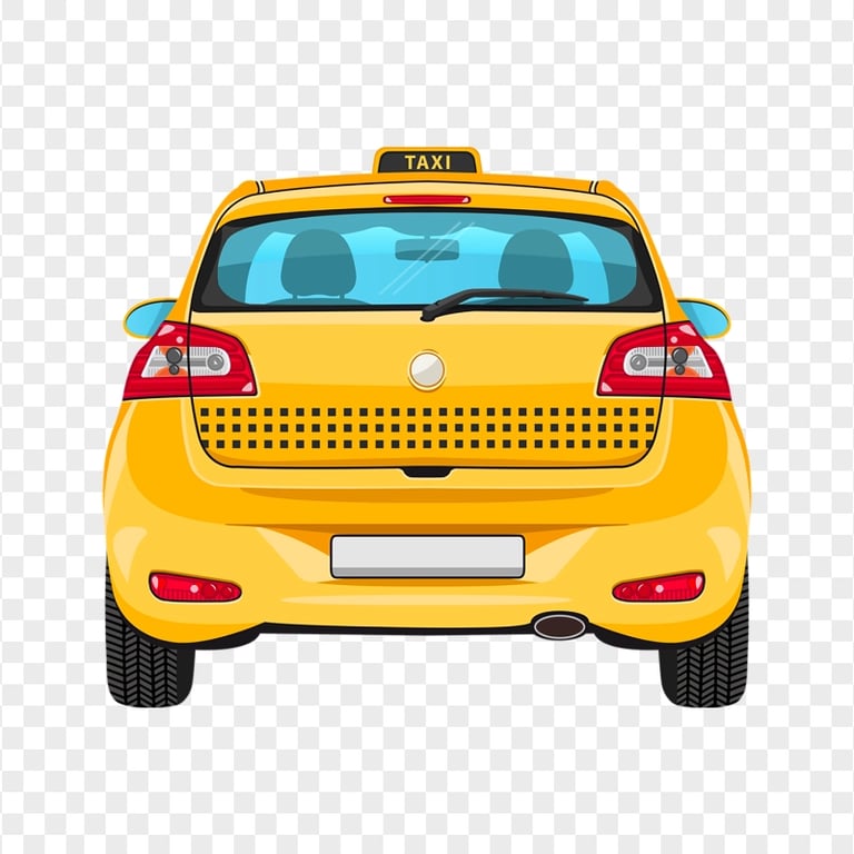 Illustration Cartoon Yellow Taxi Cab Back View | Citypng