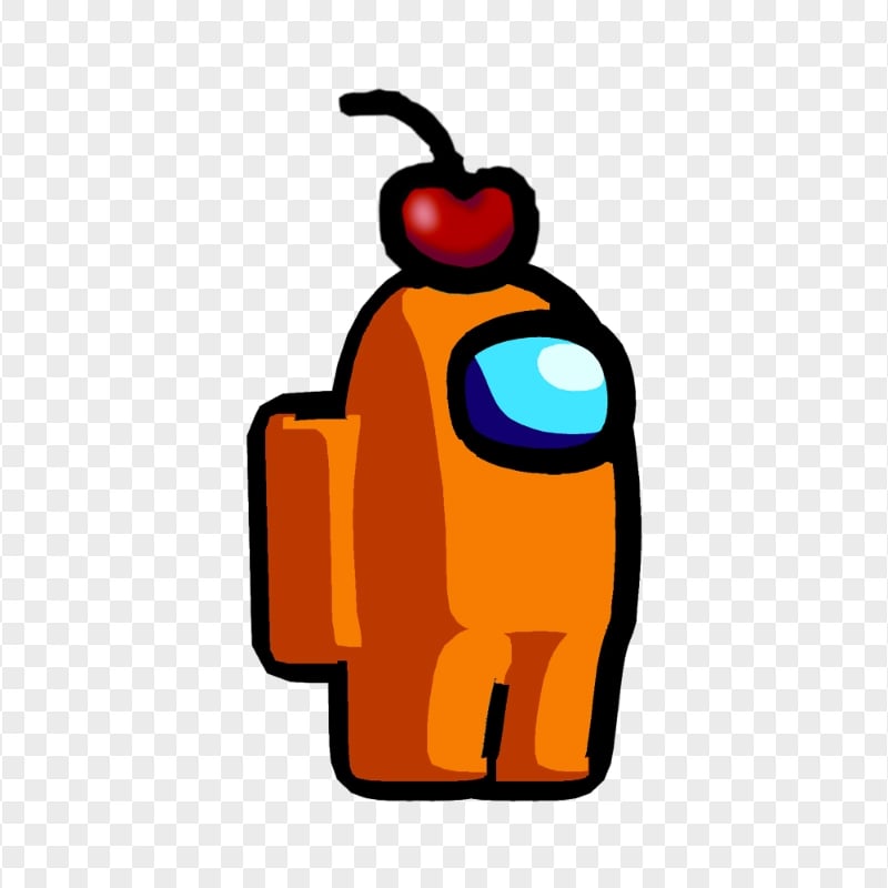 HD Orange Among Us Crewmate Character With Cherry Hat PNG | Citypng