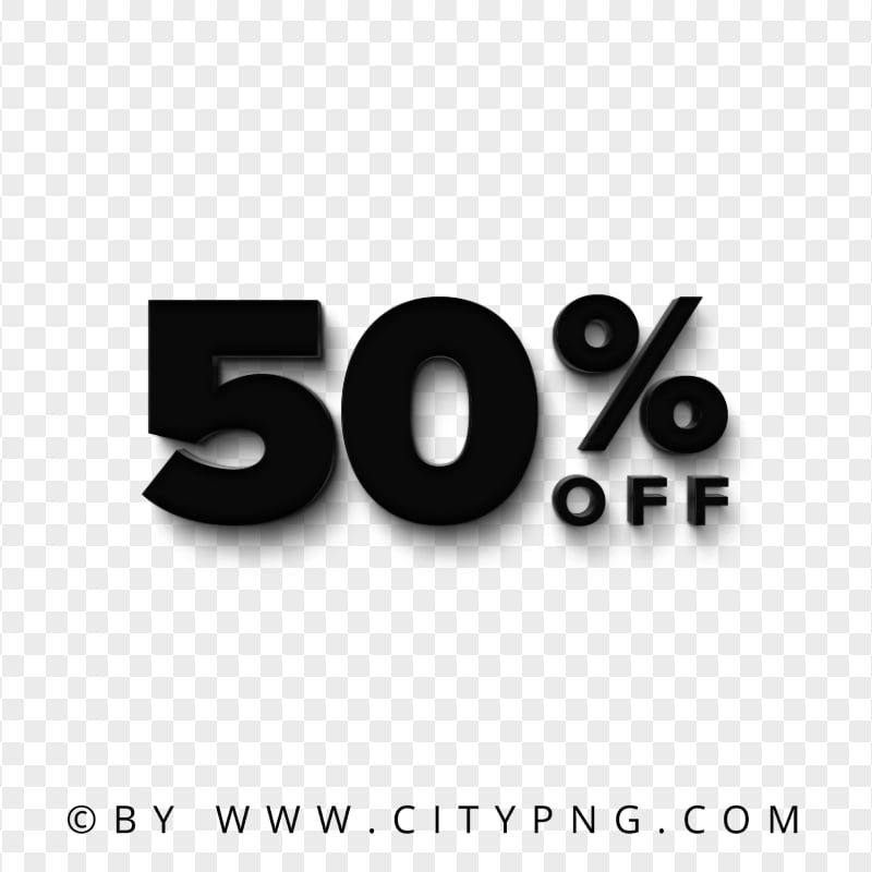 50 Percent OFF Black Text Logo Sign PNG IMG | Citypng