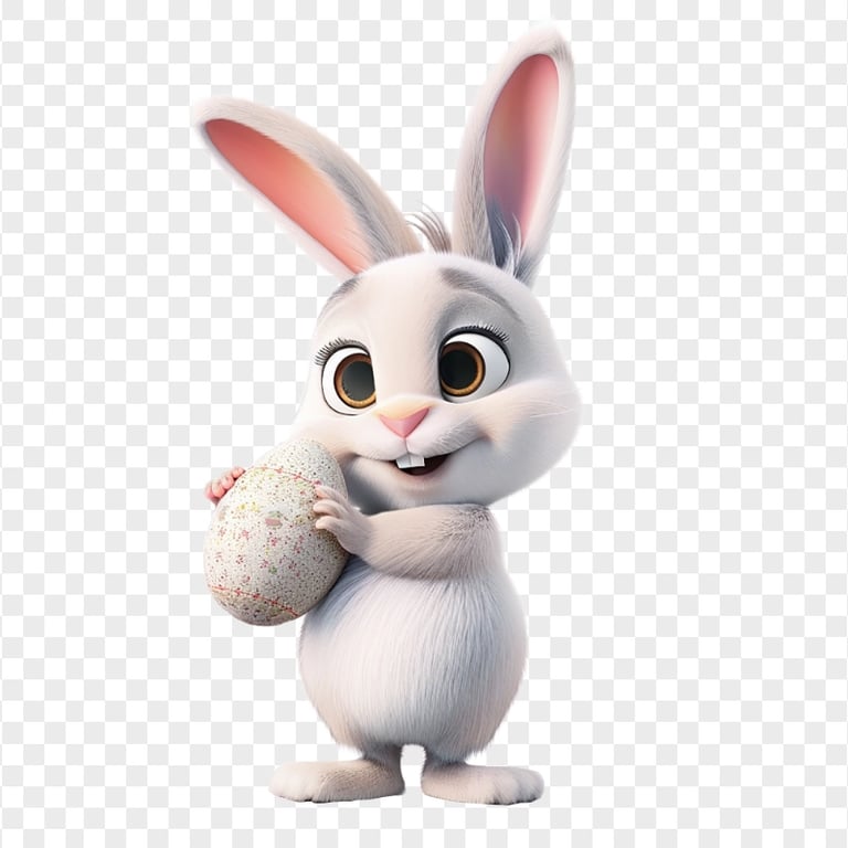 HD Baby White Easter Bunny Hold Egg PNG | Citypng